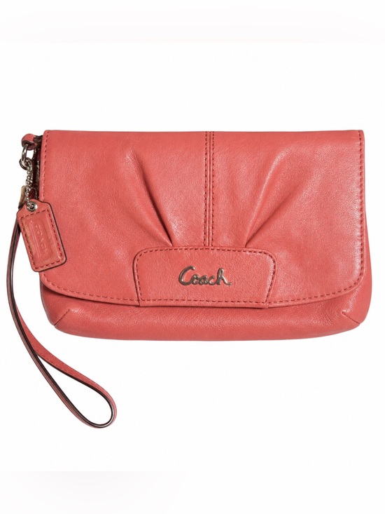 Coach | Bags | Coach Coralsalmon Leather Convertible Wristlet Clutch ...